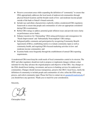 Christopher Grant CRA Comment 2018 | PDF