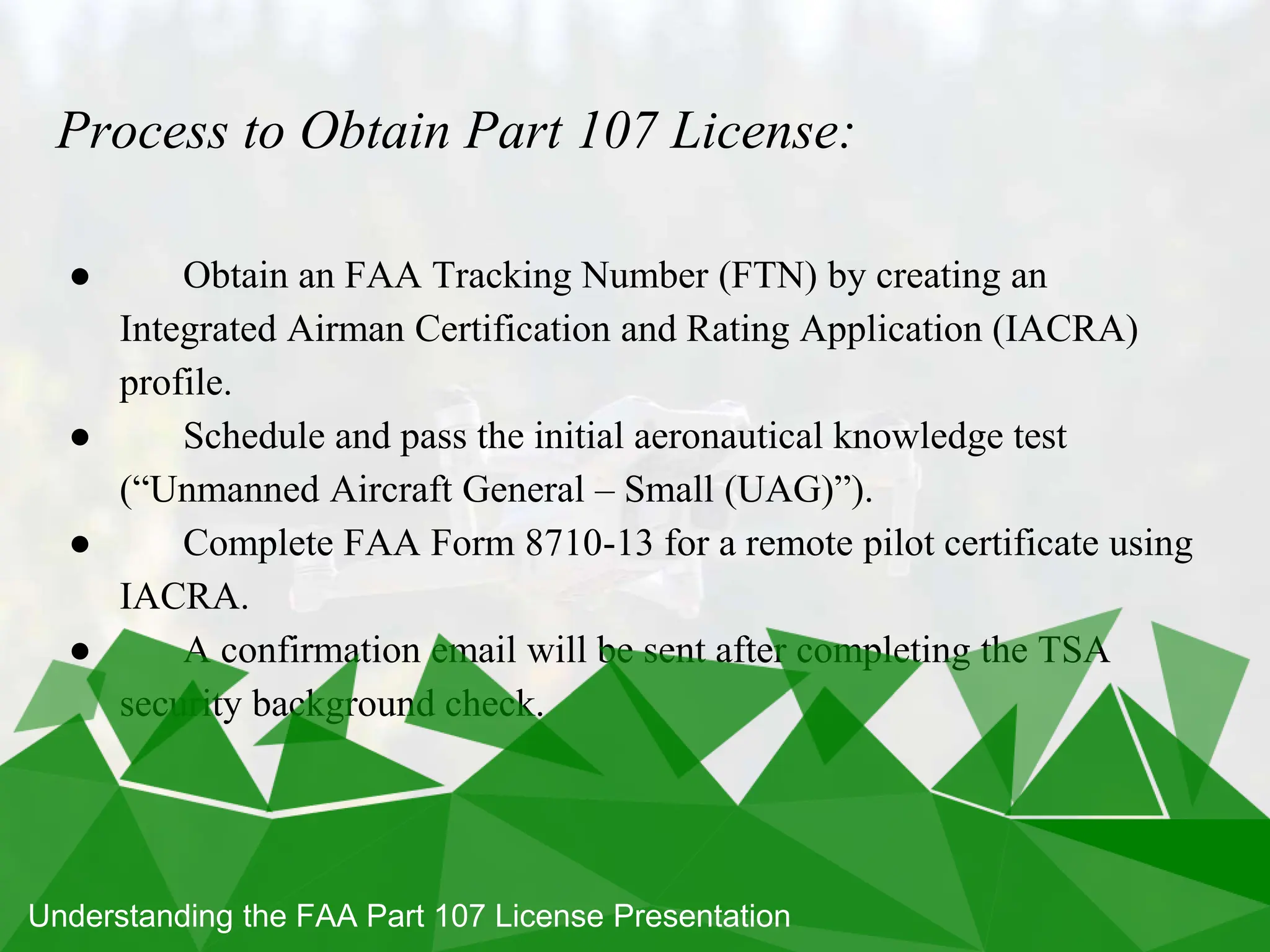 Understanding the FAA Part 107 License .. | PPTX