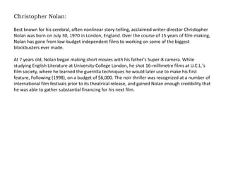 Auteur study: Christopher nolan | PPT