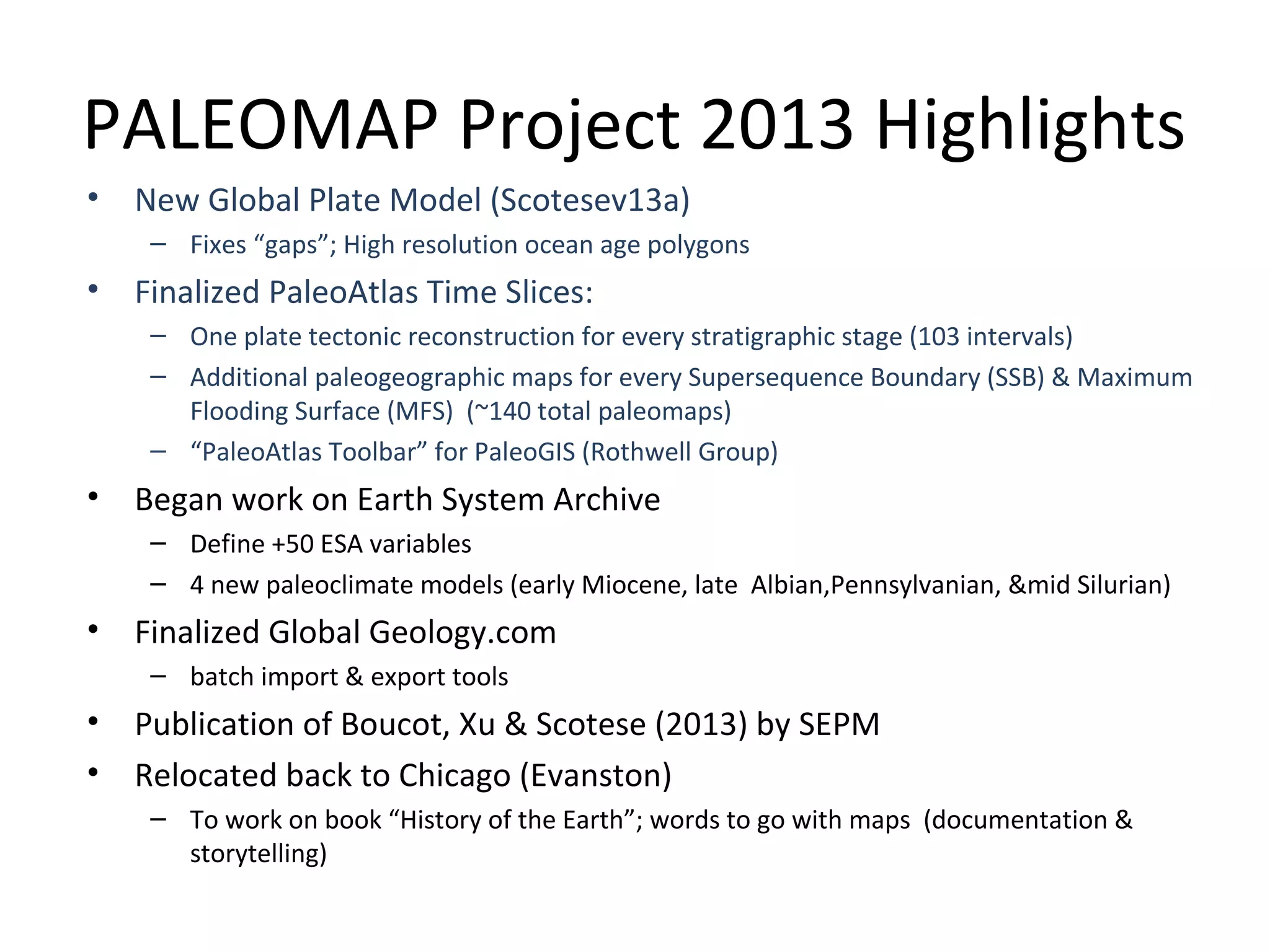 PALEOMAP Project Update by Christopher R. Scotese: 2013/Third Annual ...