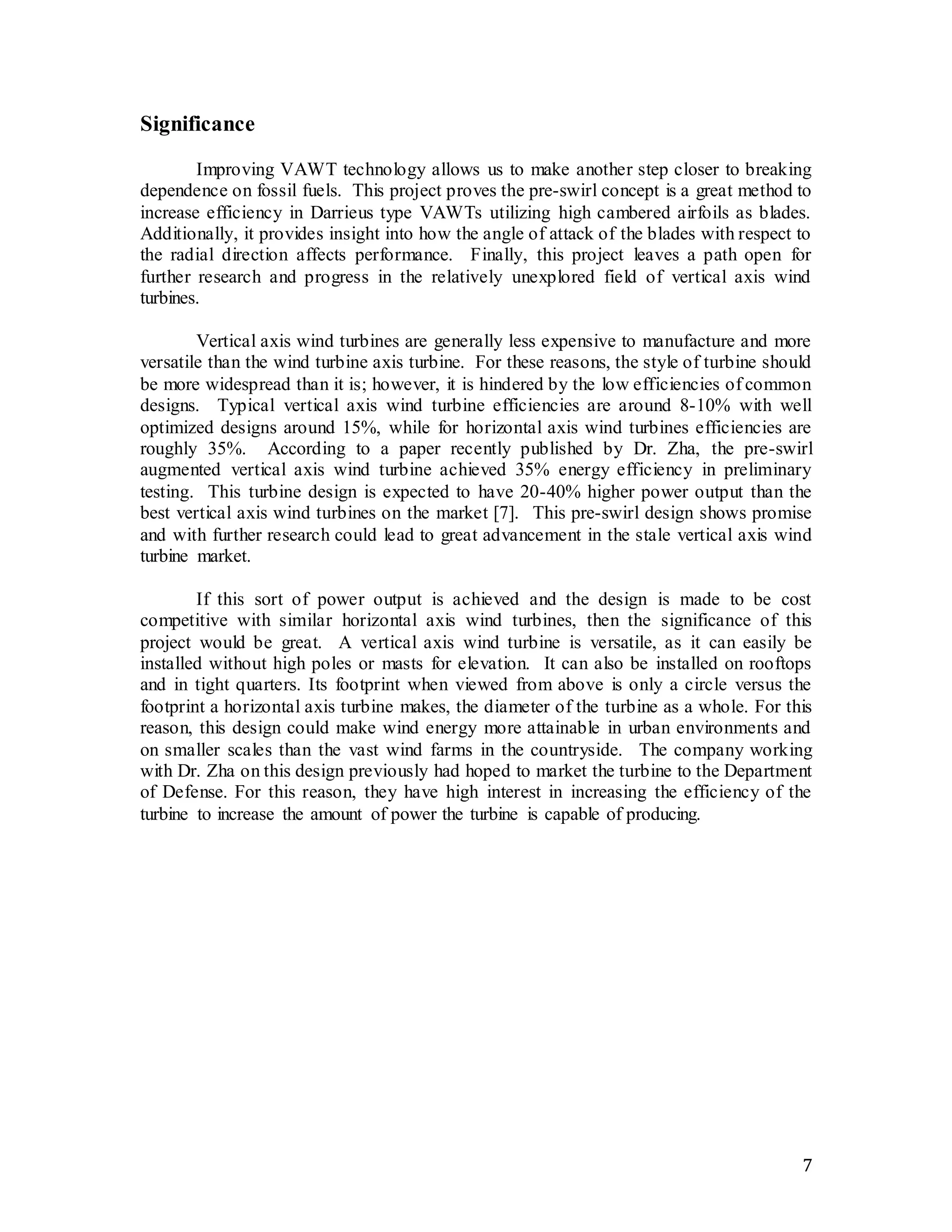 Pre-Swirl Augmented Vertical Axis Wind Turbine | DOCX