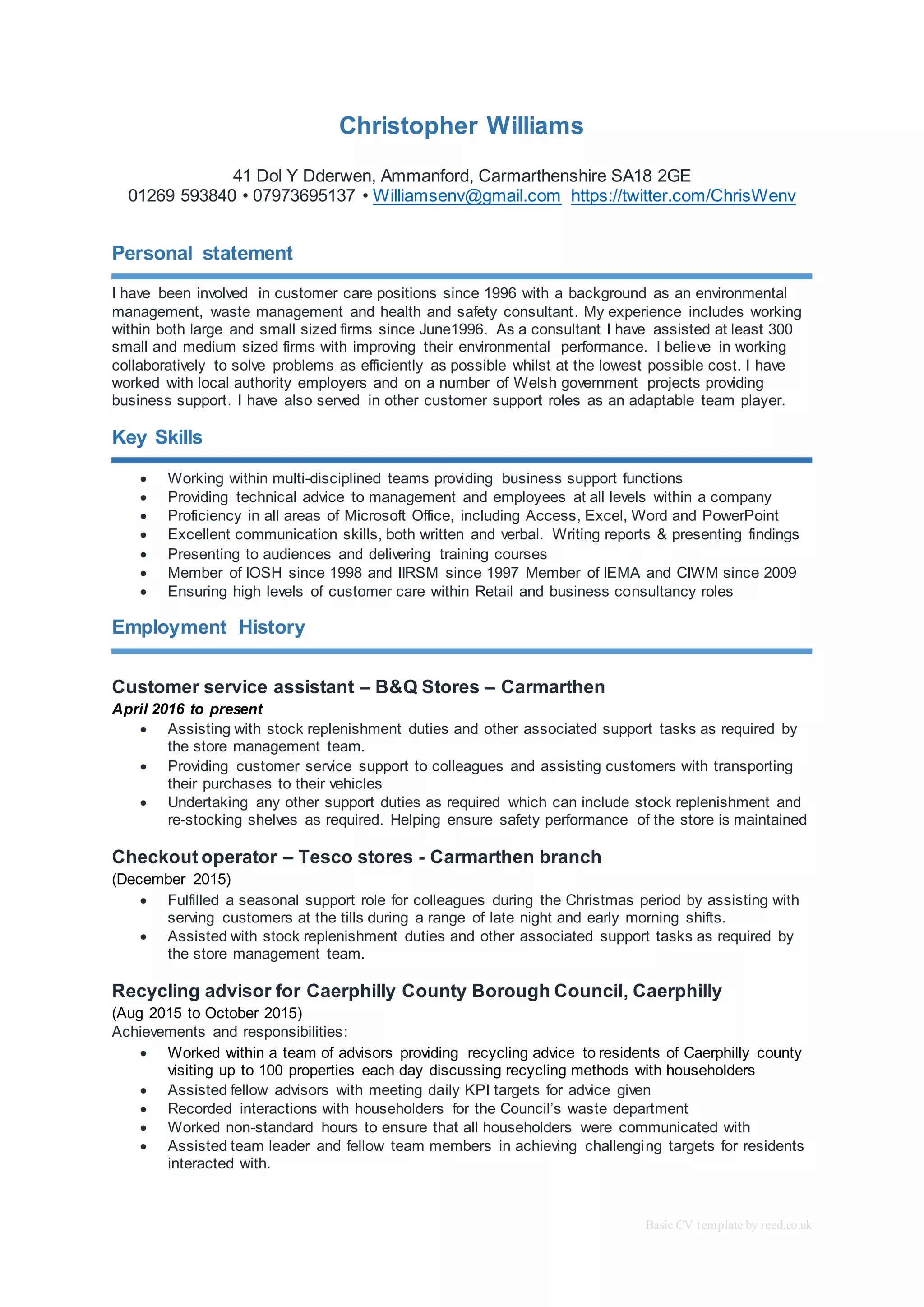 Chris williams cv env | DOCX