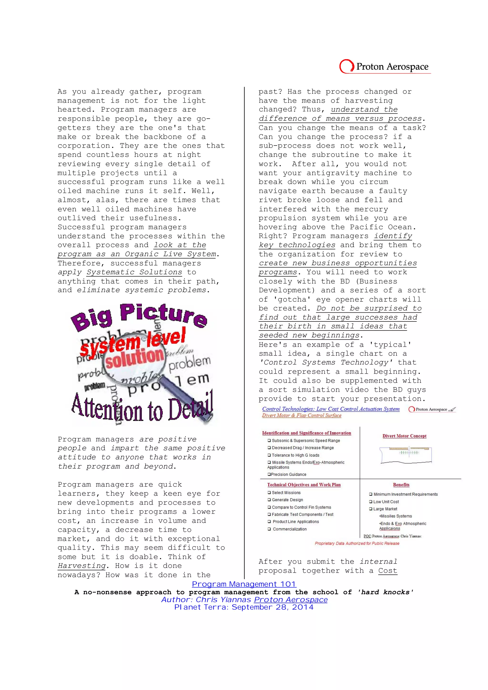 Chris Yiannas Program Management 101 | PDF