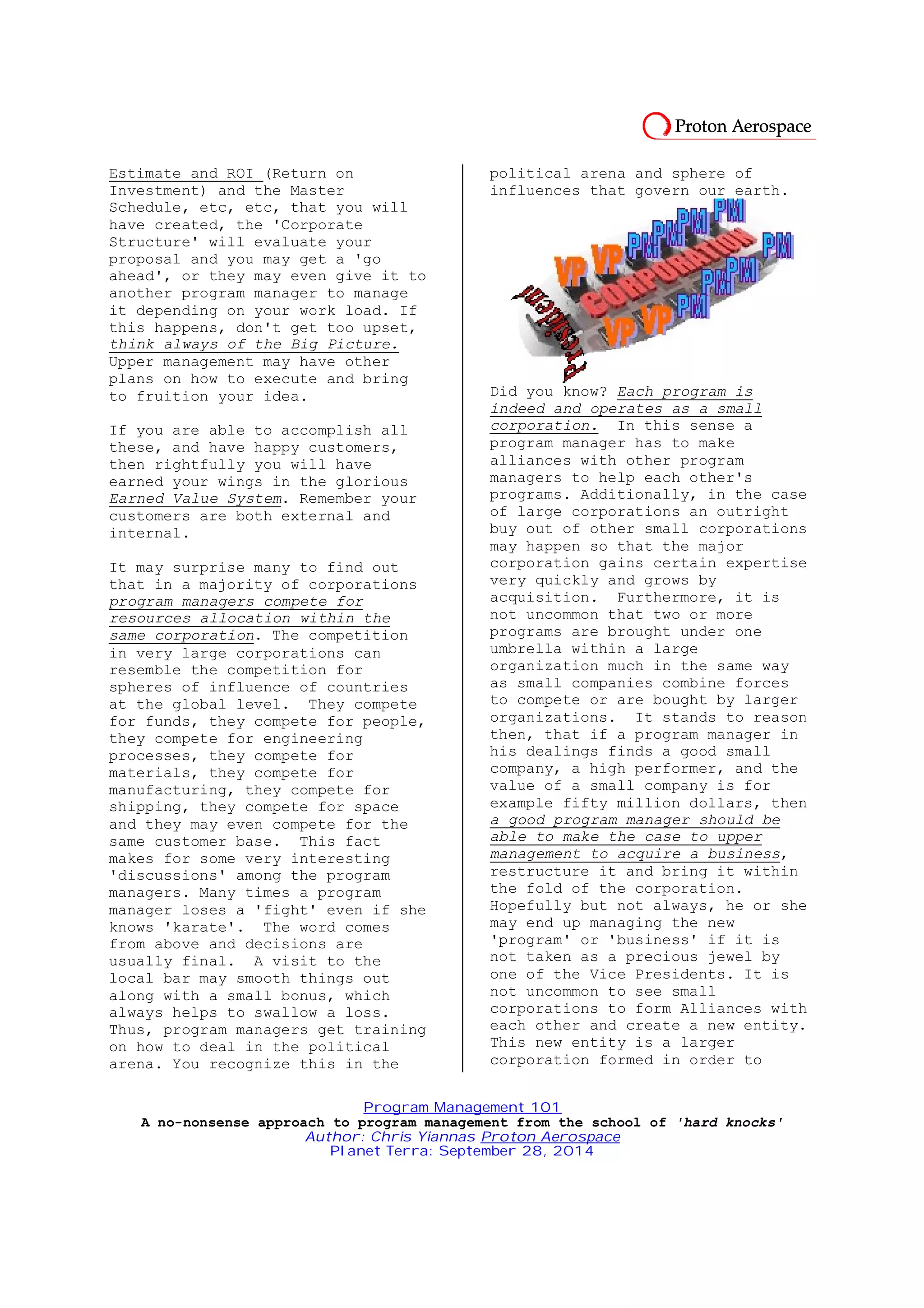 Chris Yiannas Program Management 101 | PDF