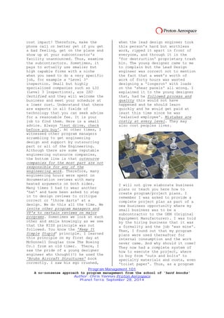 Chris Yiannas Program Management 101 | PDF