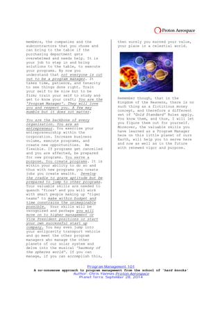 Chris Yiannas Program Management 101 | PDF