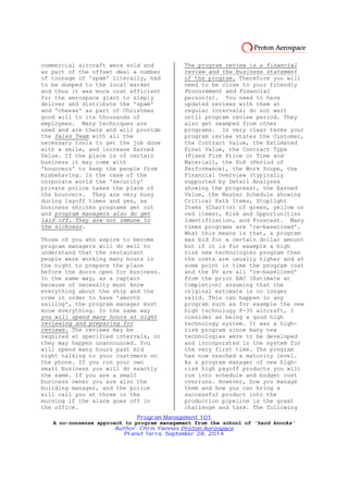 Chris Yiannas Program Management 101 | PDF