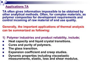 lecture notes of thermal analysis in power points | PDF