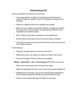Chroma Keying in Final Cut Pro | PDF
