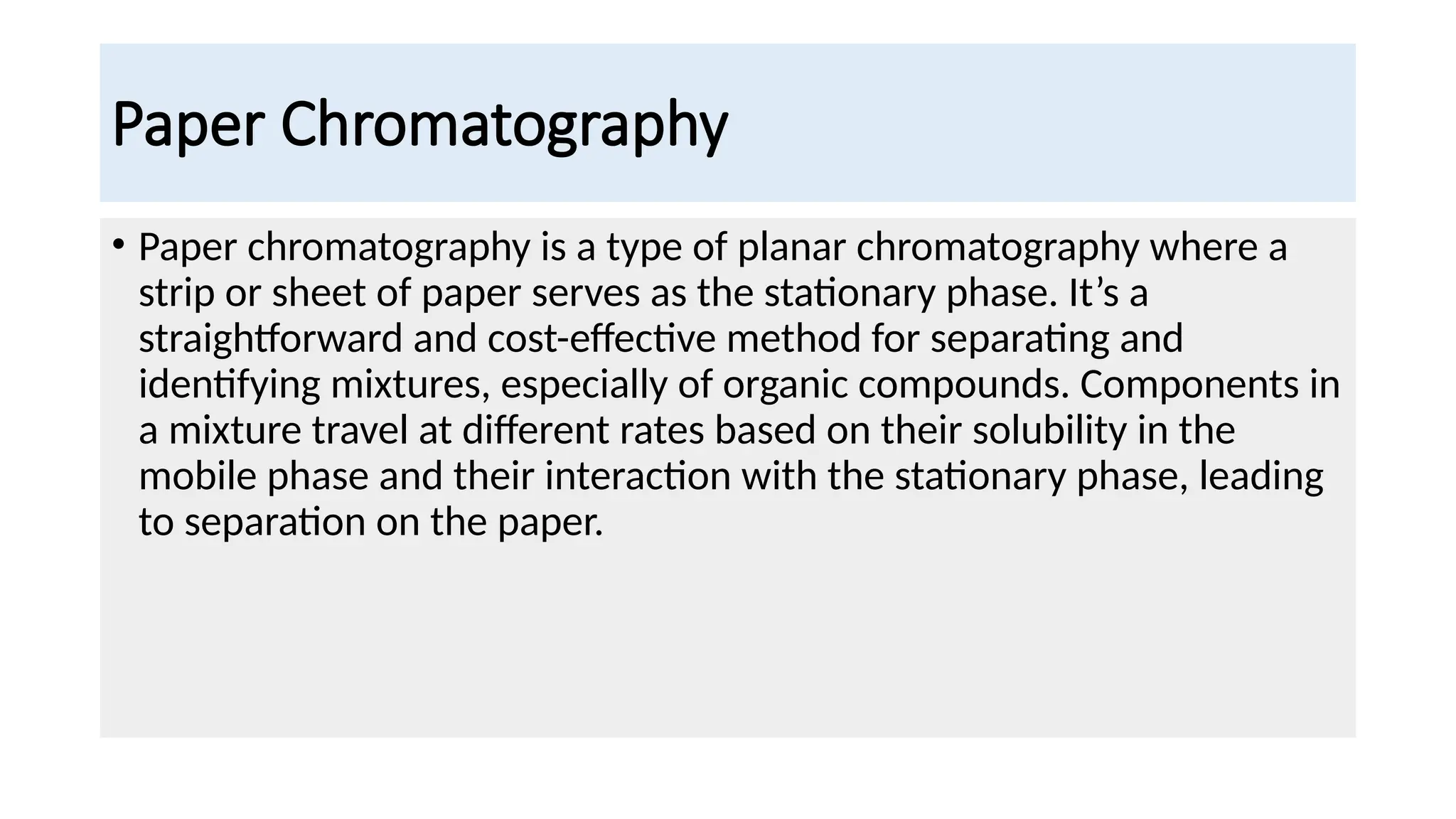 Introduction to chromatography. Adsorption and partition column ...