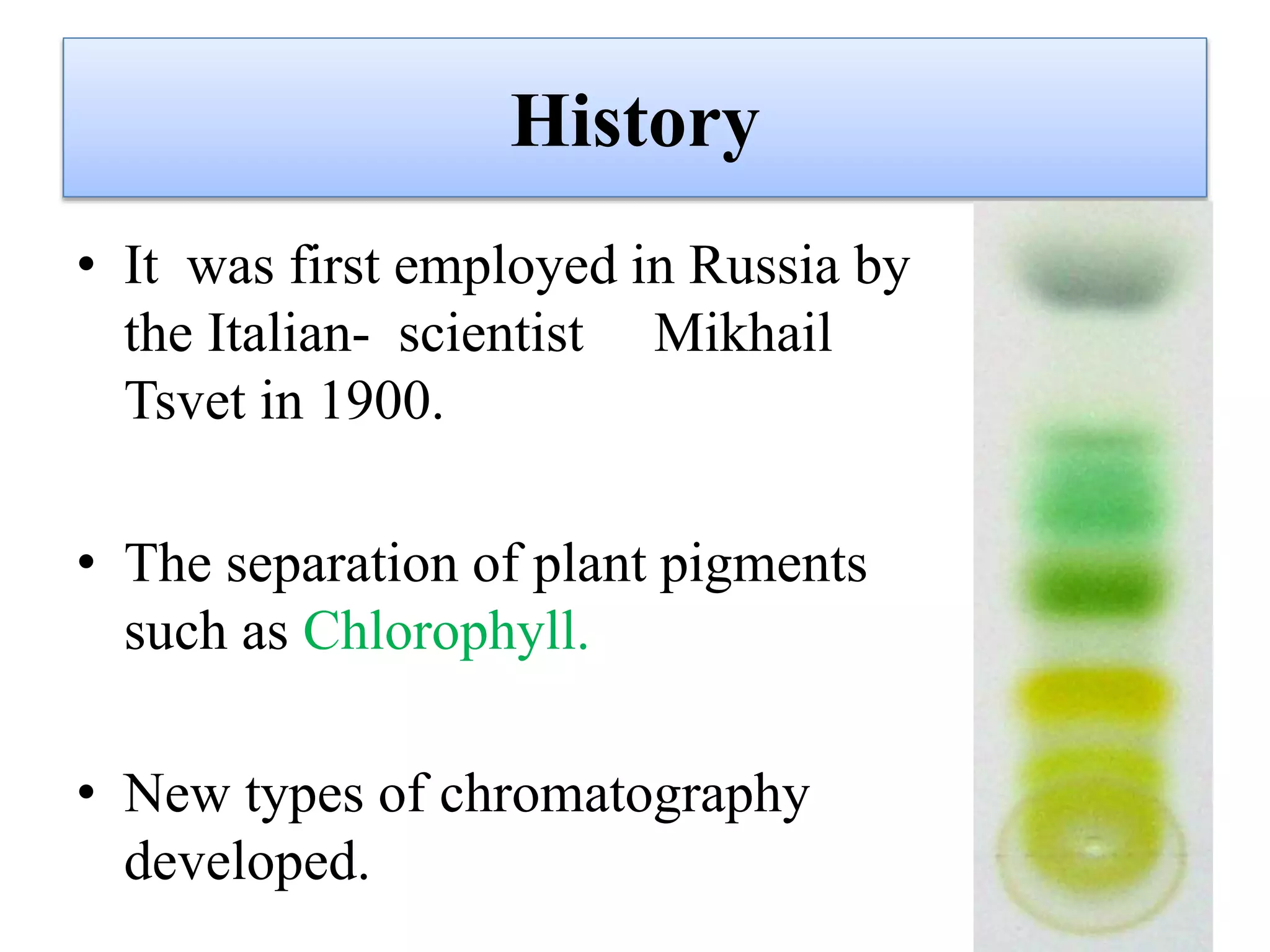 Chromatography; history and its types. | PPTX