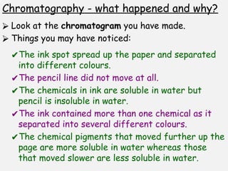 Chromatography Lesson s a process for separating components of a ...