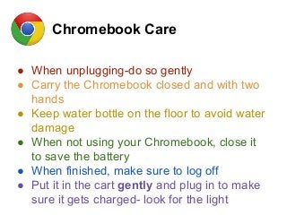 Chromebook care instructions for students