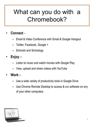 Chromebook Overview | PPTX | Browsers | Computer Software and Applications
