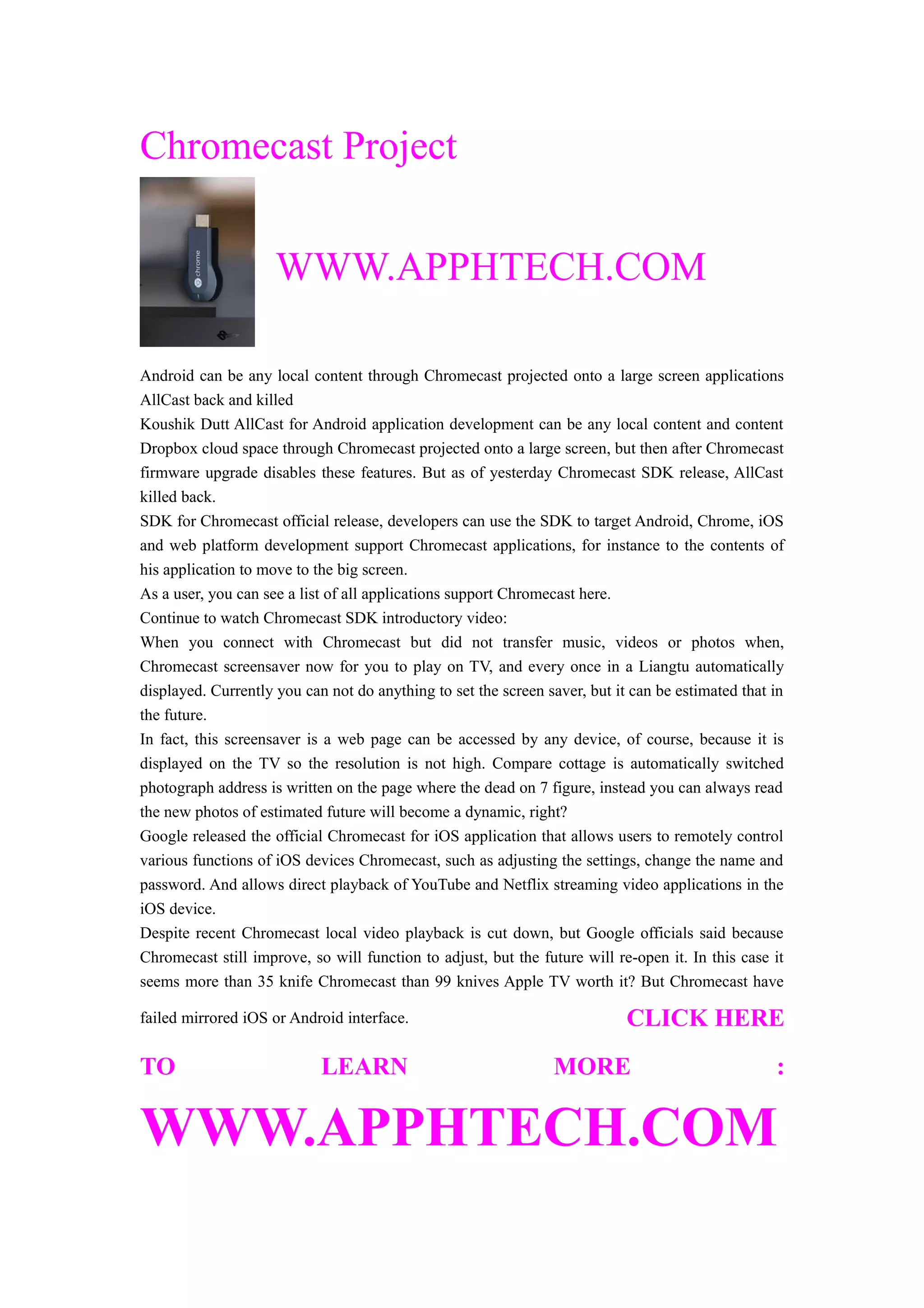 Chromecast project | PDF | Browsers | Computer Software and Applications