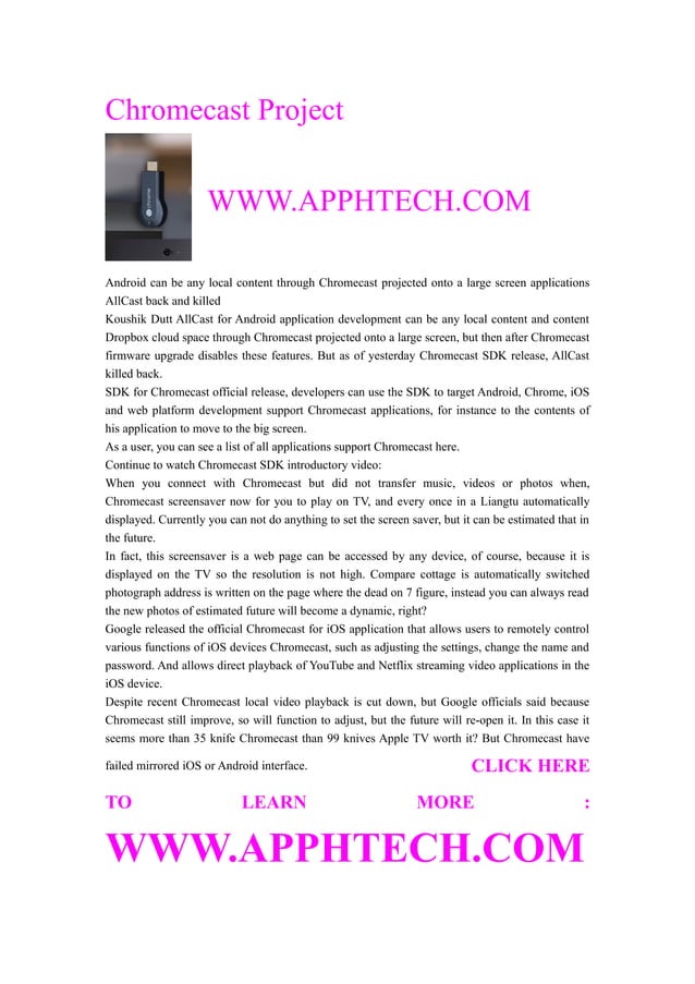 Chromecast project | PDF | Browsers | Computer Software and Applications