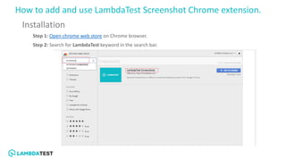 Easy Cross Browser Testing with LambdaTest Screenshots Chrome Extension ...