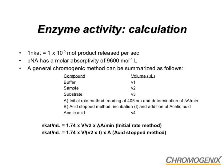 Enzyme Activity Calculation Formula