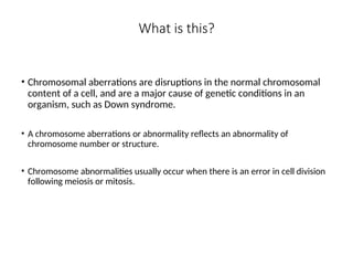 Chromosomal aberration, chromosome aberration.ppt