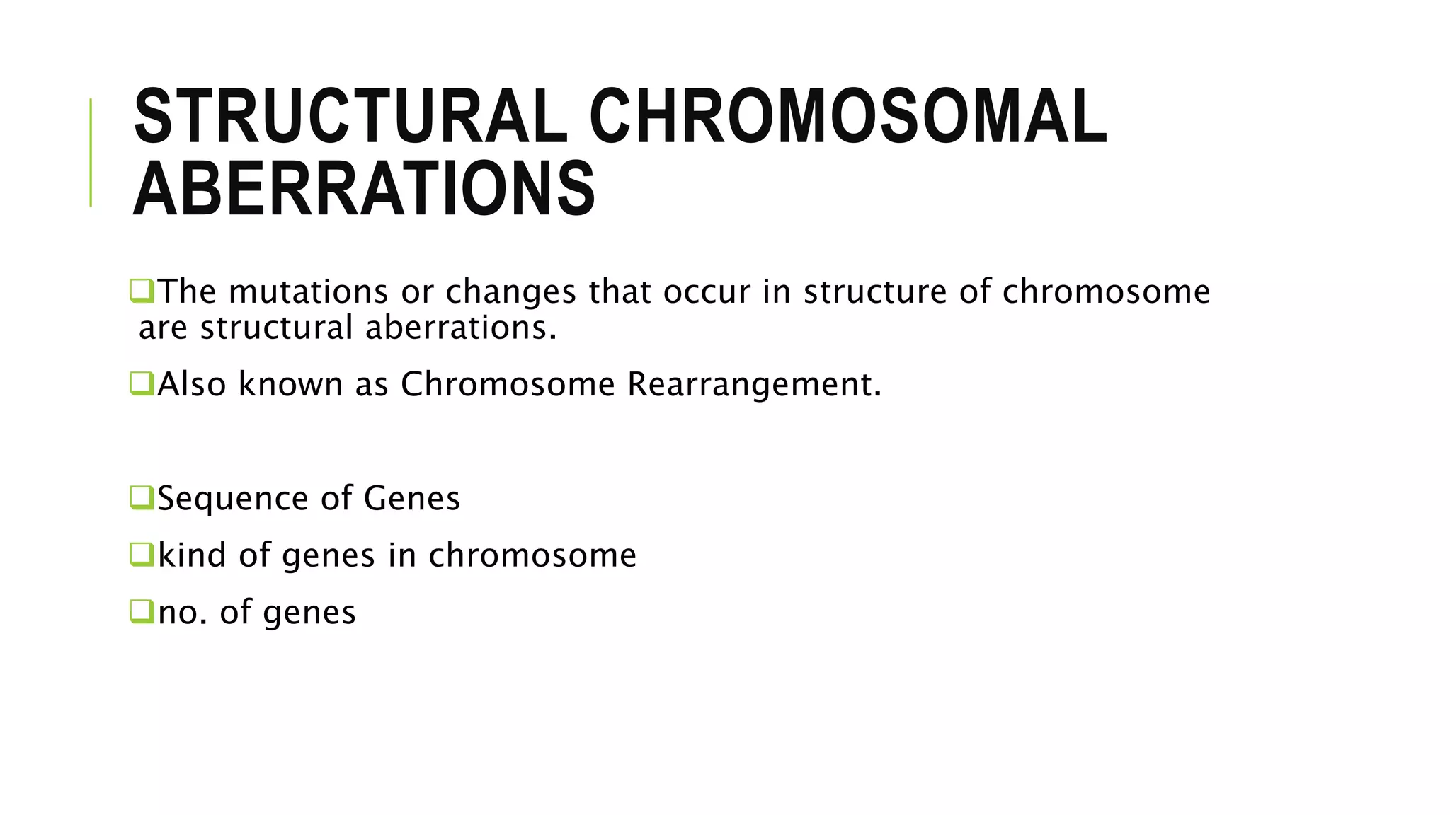 Structural Chromosomal aberrations (Change in Structure of Chromosome ...