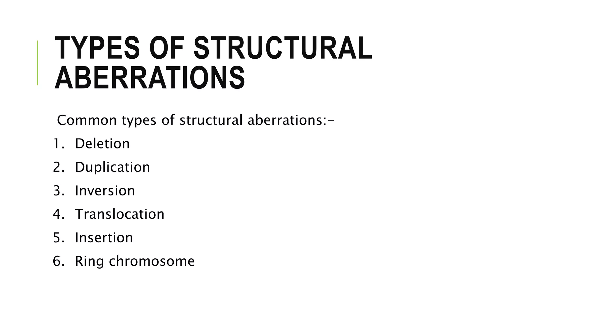 Structural Chromosomal aberrations (Change in Structure of Chromosome ...