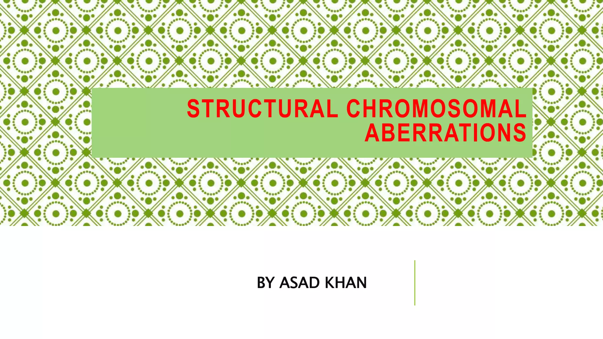 Structural Chromosomal aberrations (Change in Structure of Chromosome ...
