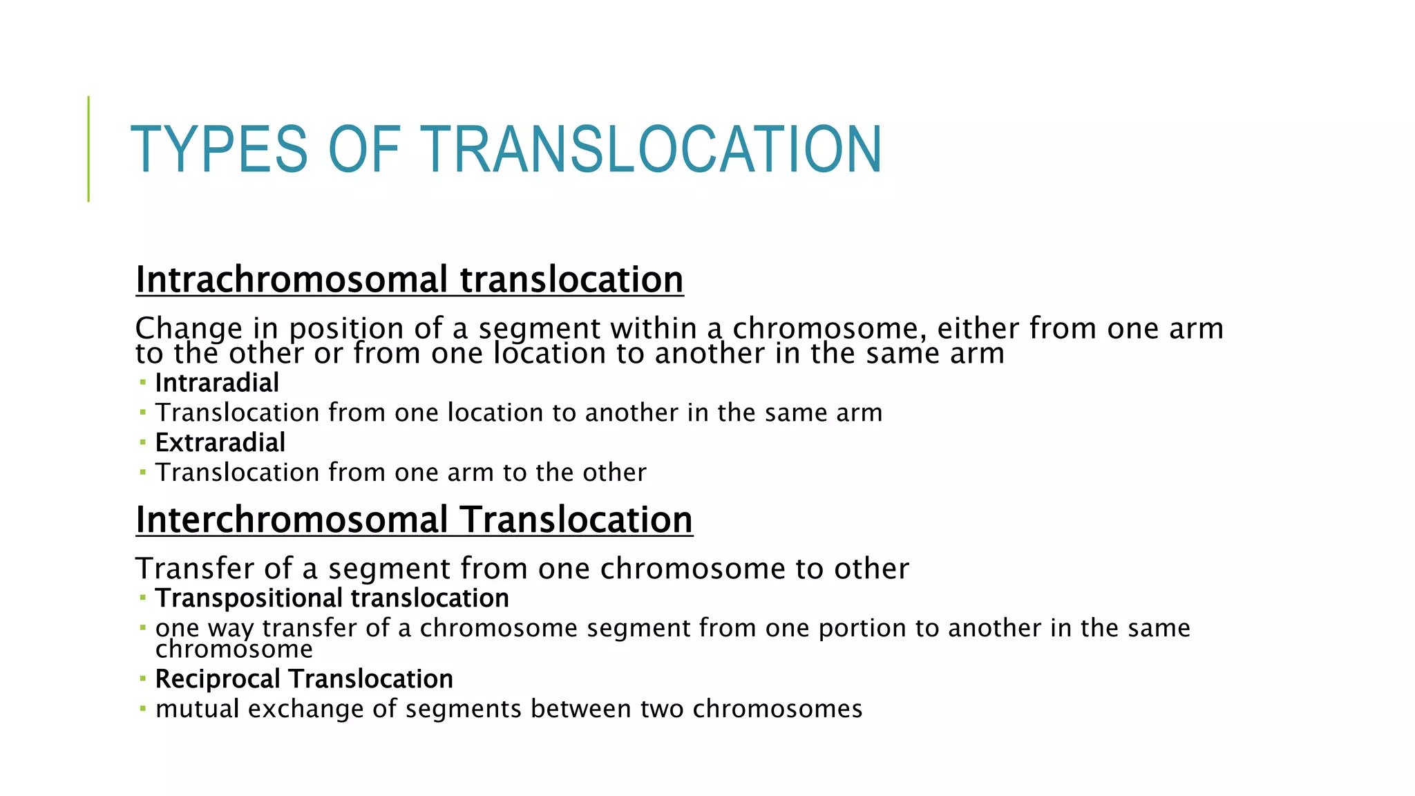 Structural Chromosomal aberrations (Change in Structure of Chromosome ...