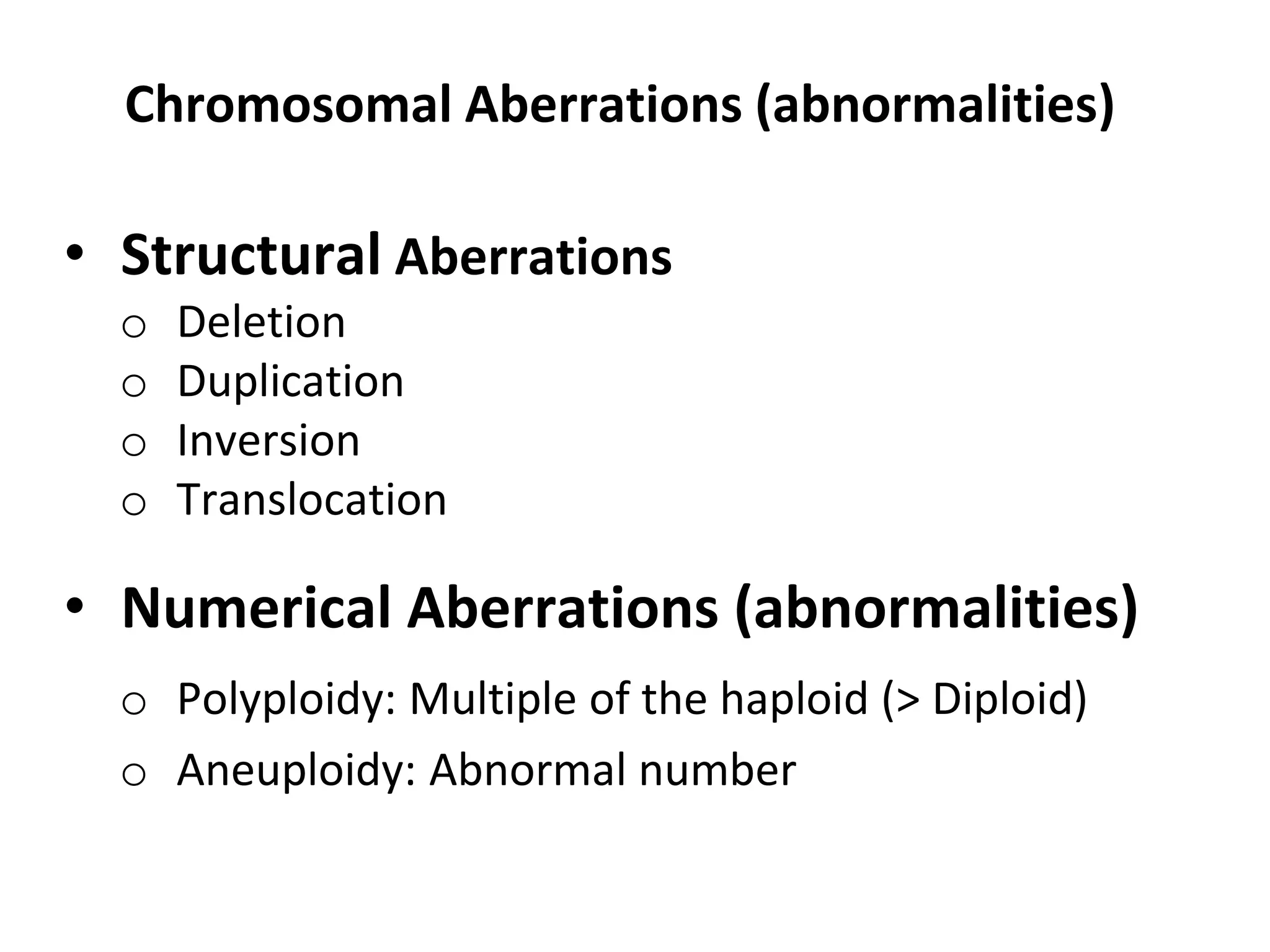 chromosomal aberrations.ppt | Genetics | Science
