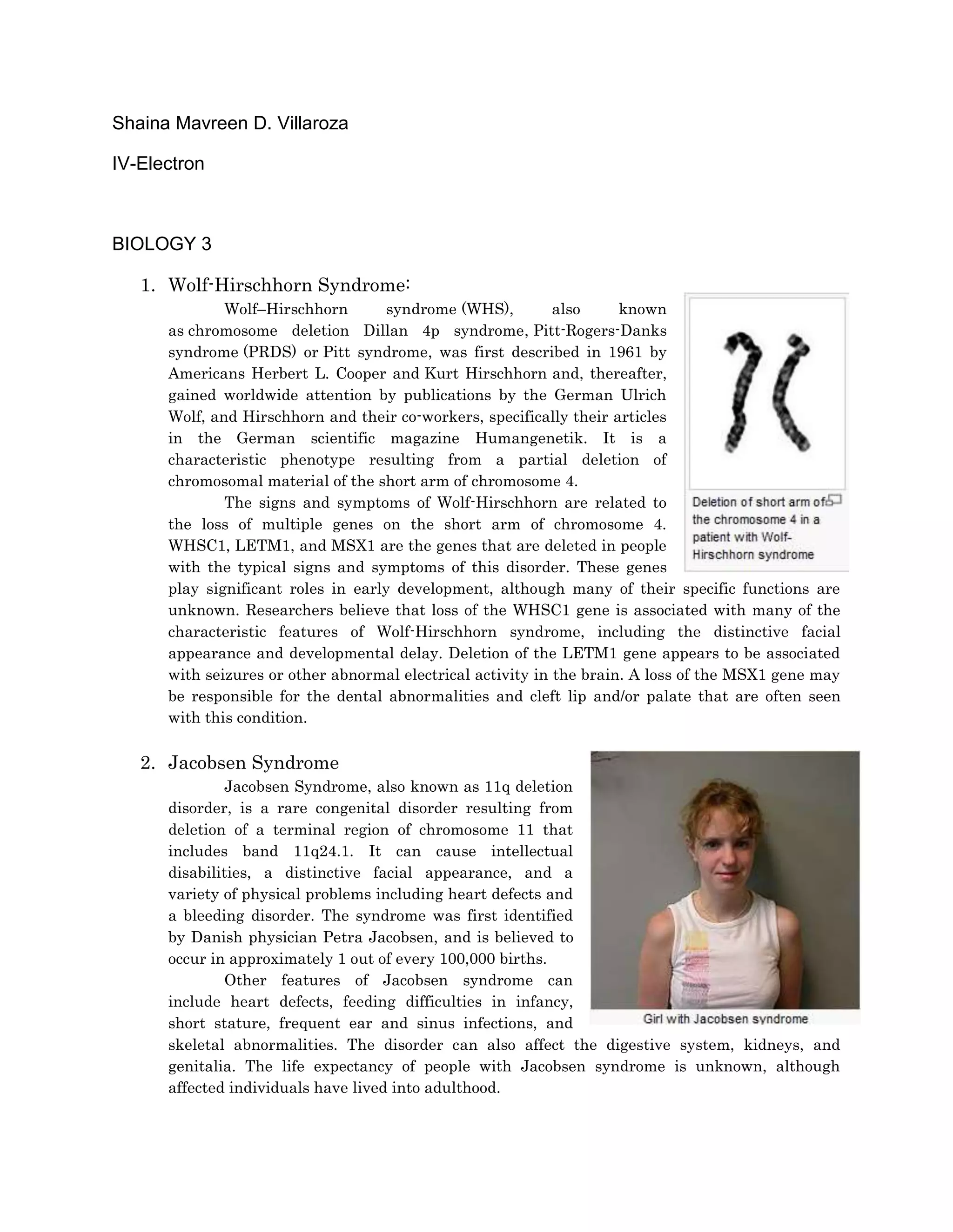 Chromosomal aberration syndrome biology | PDF