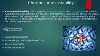 Chromosome instability syndrome including instability of chromosome and ...