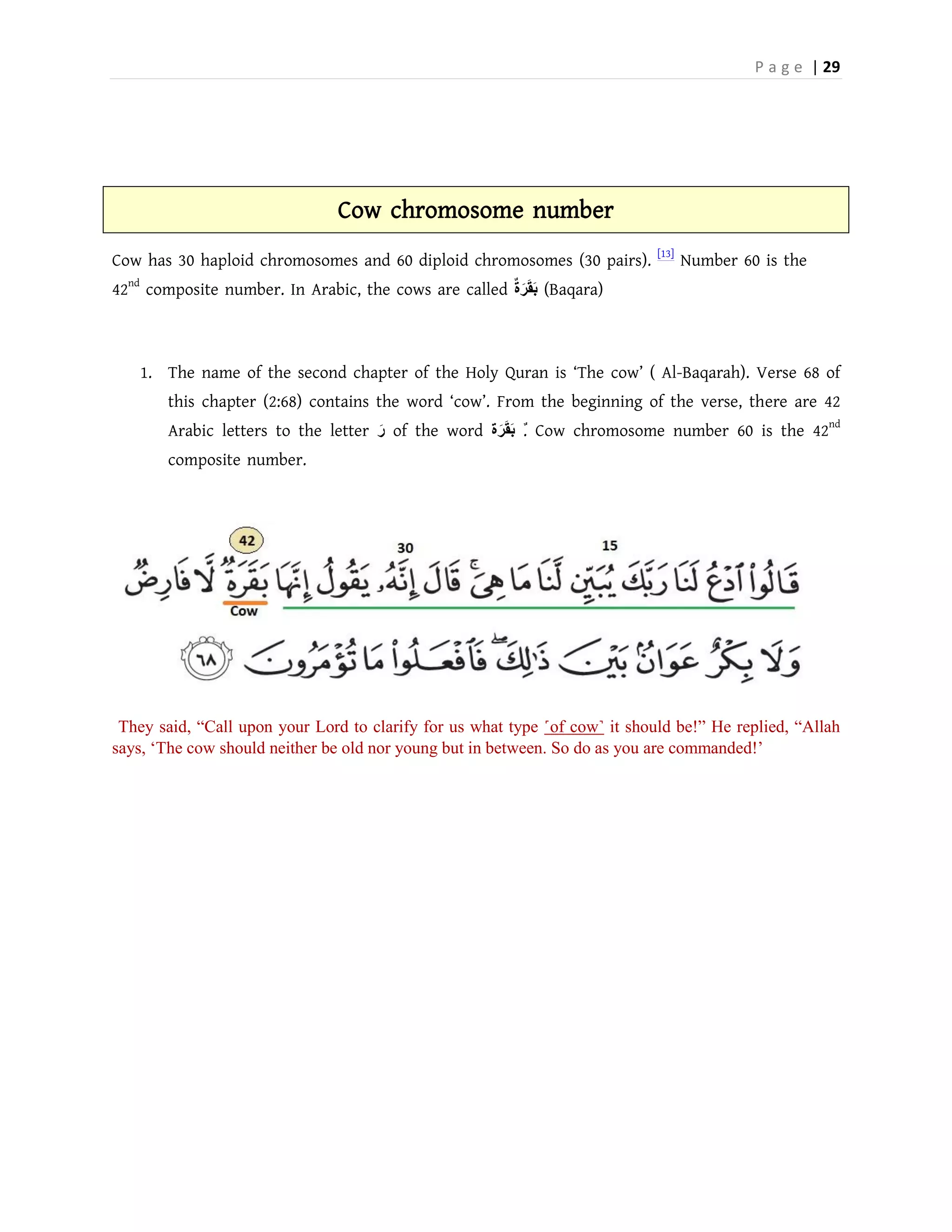 Chromosome numbers in the Holy Quran | PDF