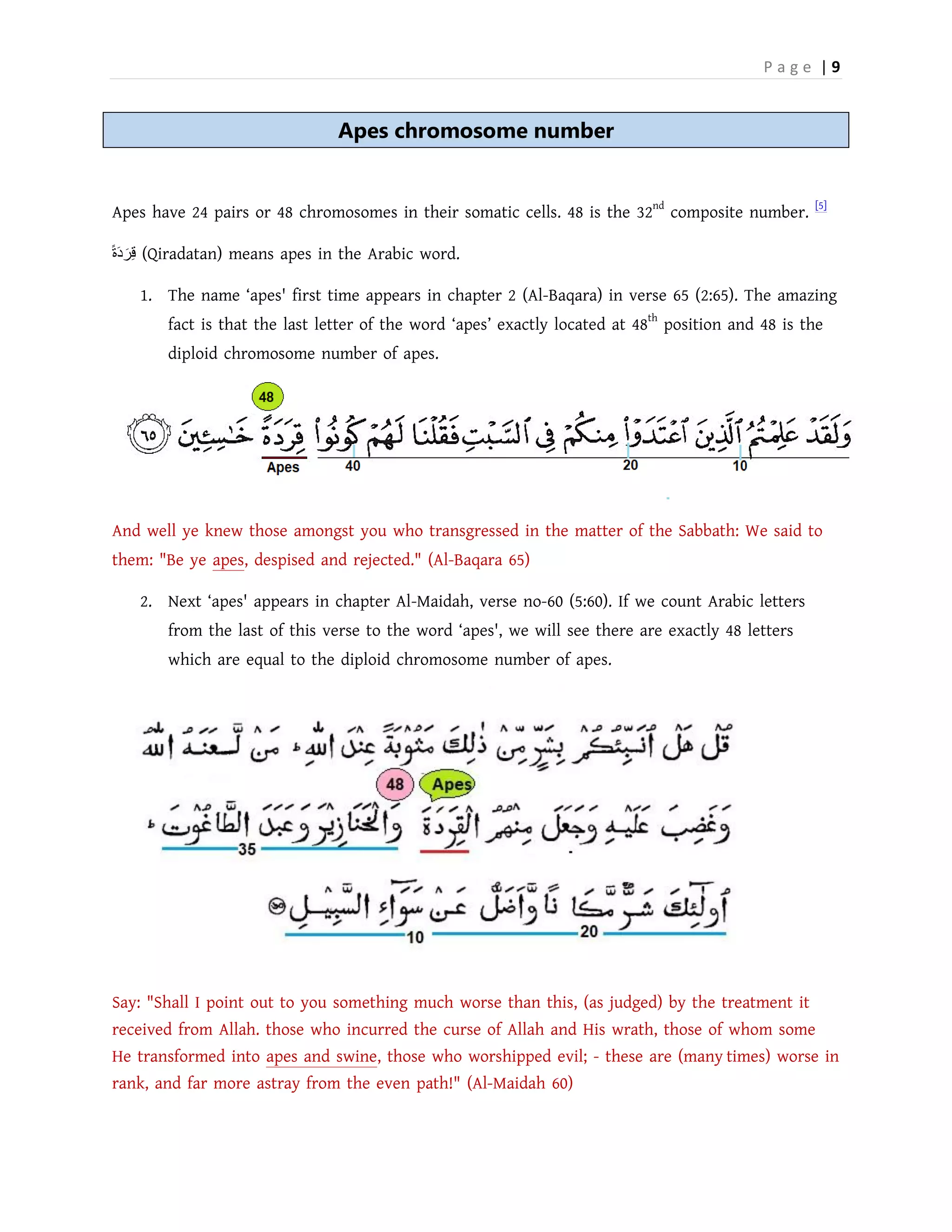 Chromosome numbers in the Holy Quran | PDF