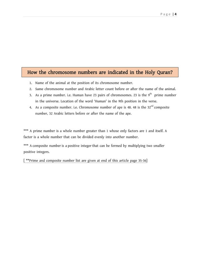 Chromosome numbers in the Holy Quran | PDF