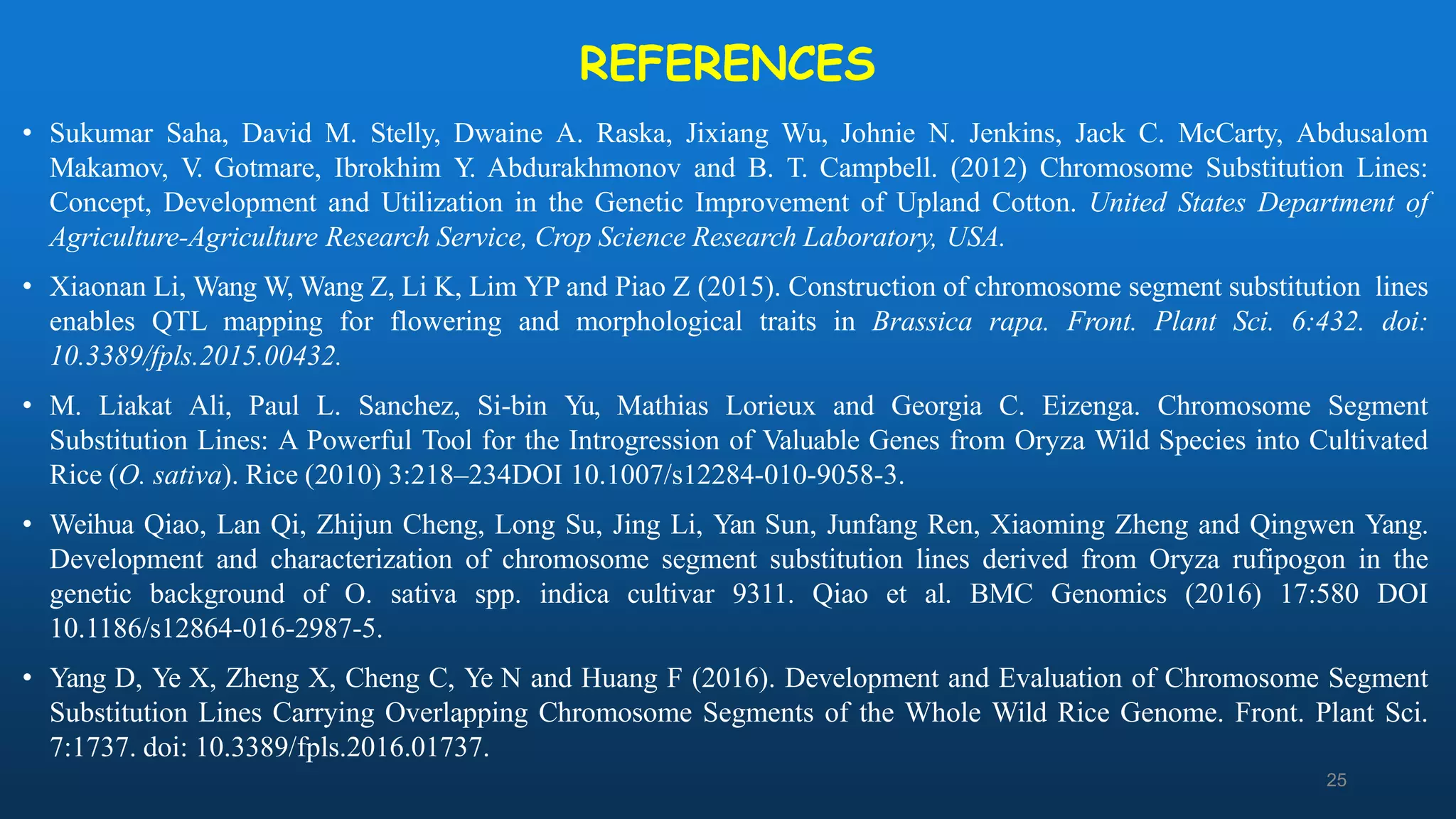 Inter-varietal Chromosome substitution lines and Genetic Improvement of ...