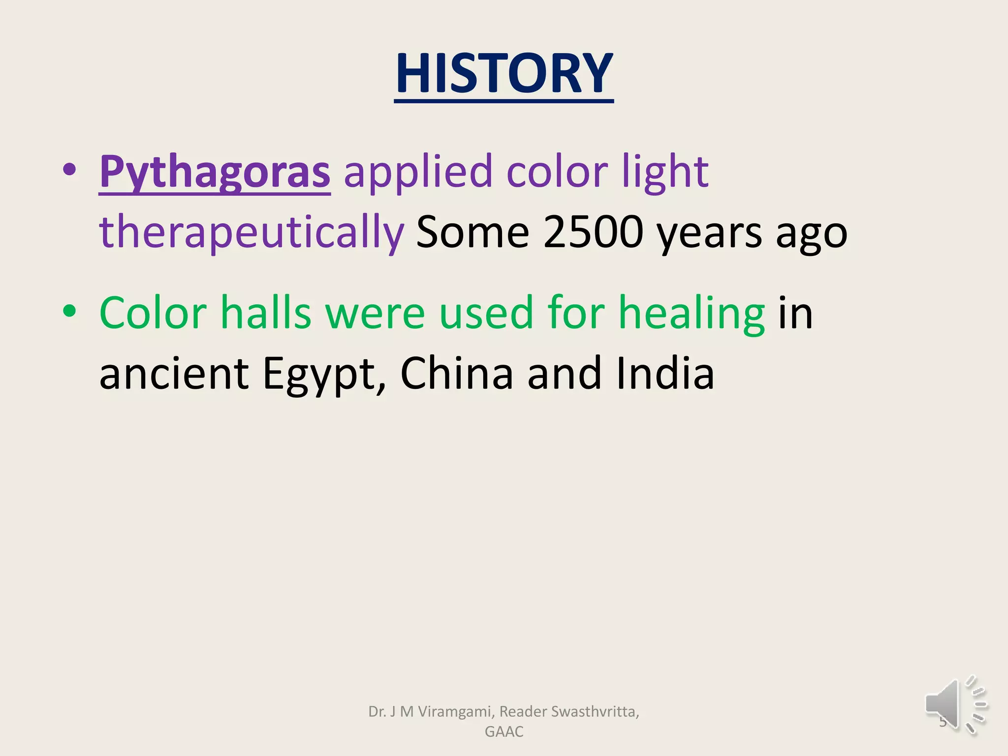 Chromotharapy lecture bams | PPTX