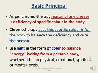 Chromotharapy lecture bams | PPTX