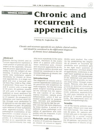 Chronic and recurrent appendicitis | PDF