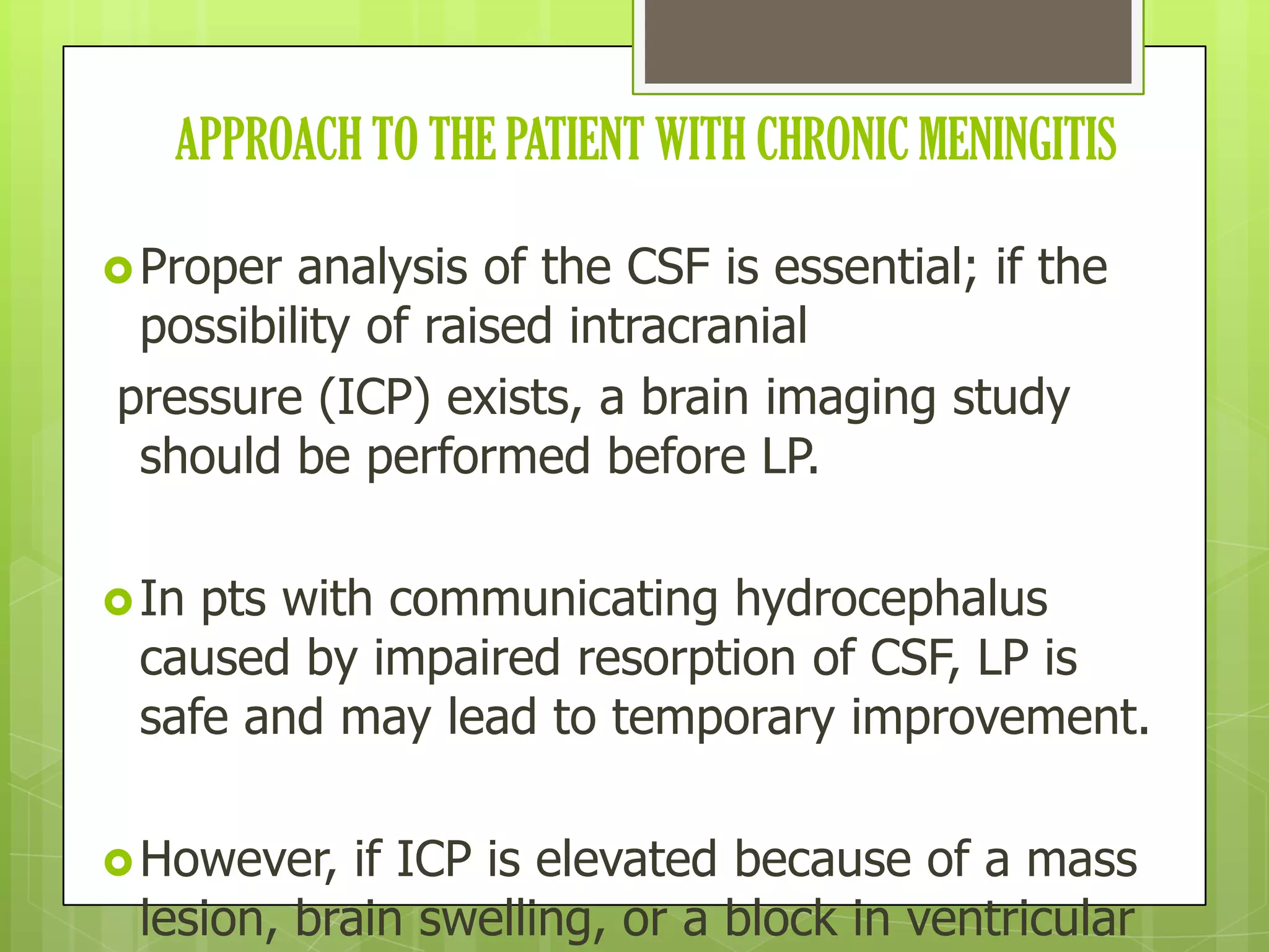 Chronic and recurrent meningitis | PPTX