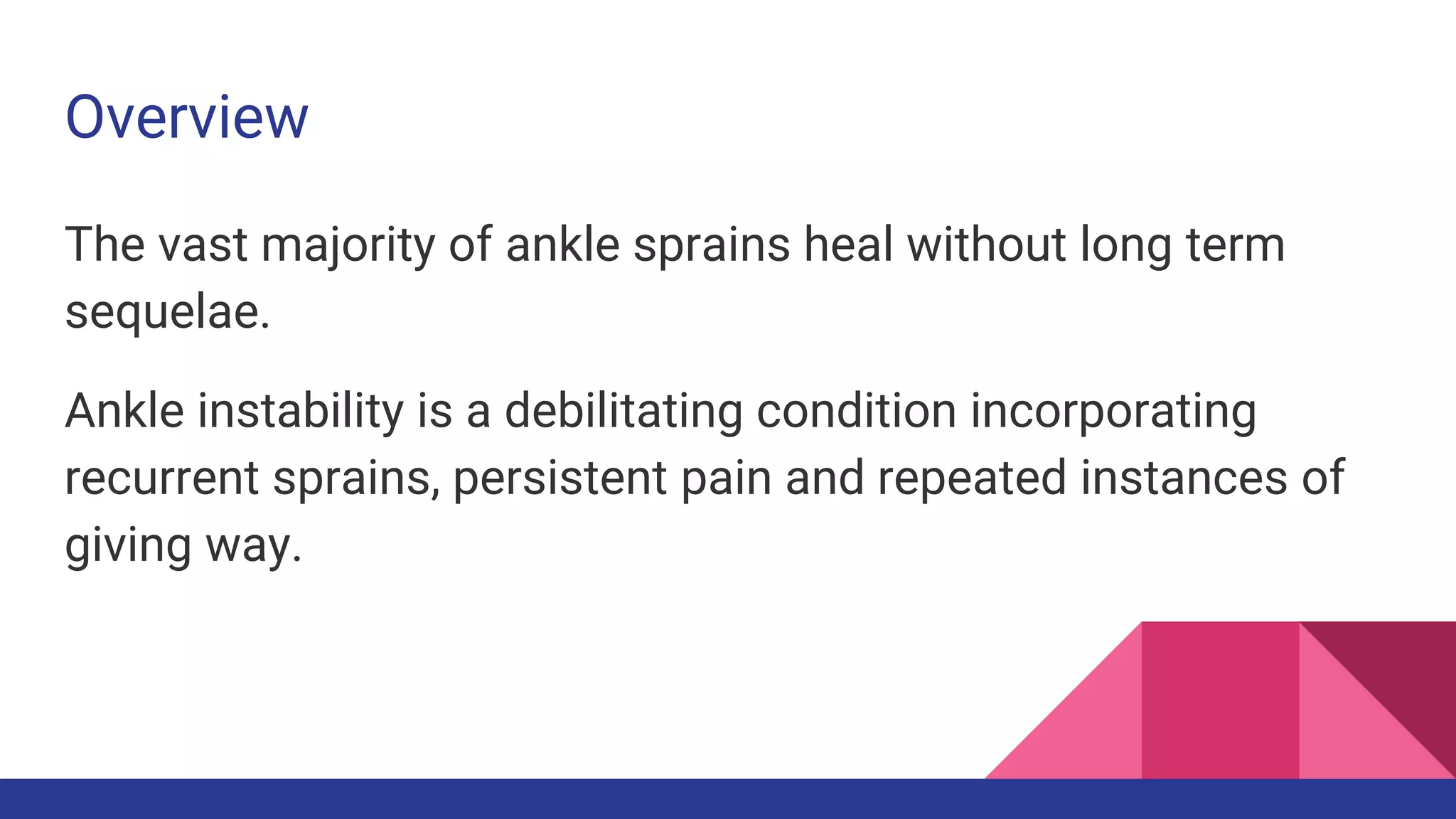 Chronic ankle instability and syndesmotic injuries | PPTX