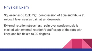 Chronic ankle instability and syndesmotic injuries | PPTX