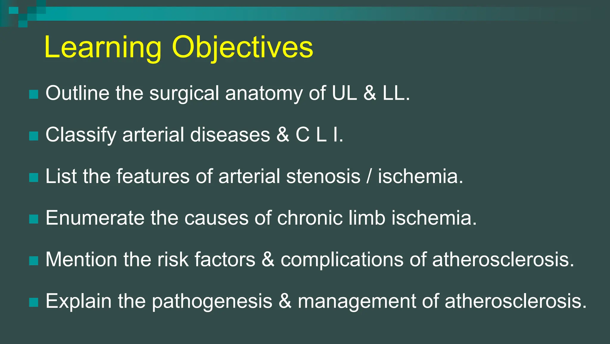 Chronic Arterial Diseases - Chronic Limb Ischemia | PDF