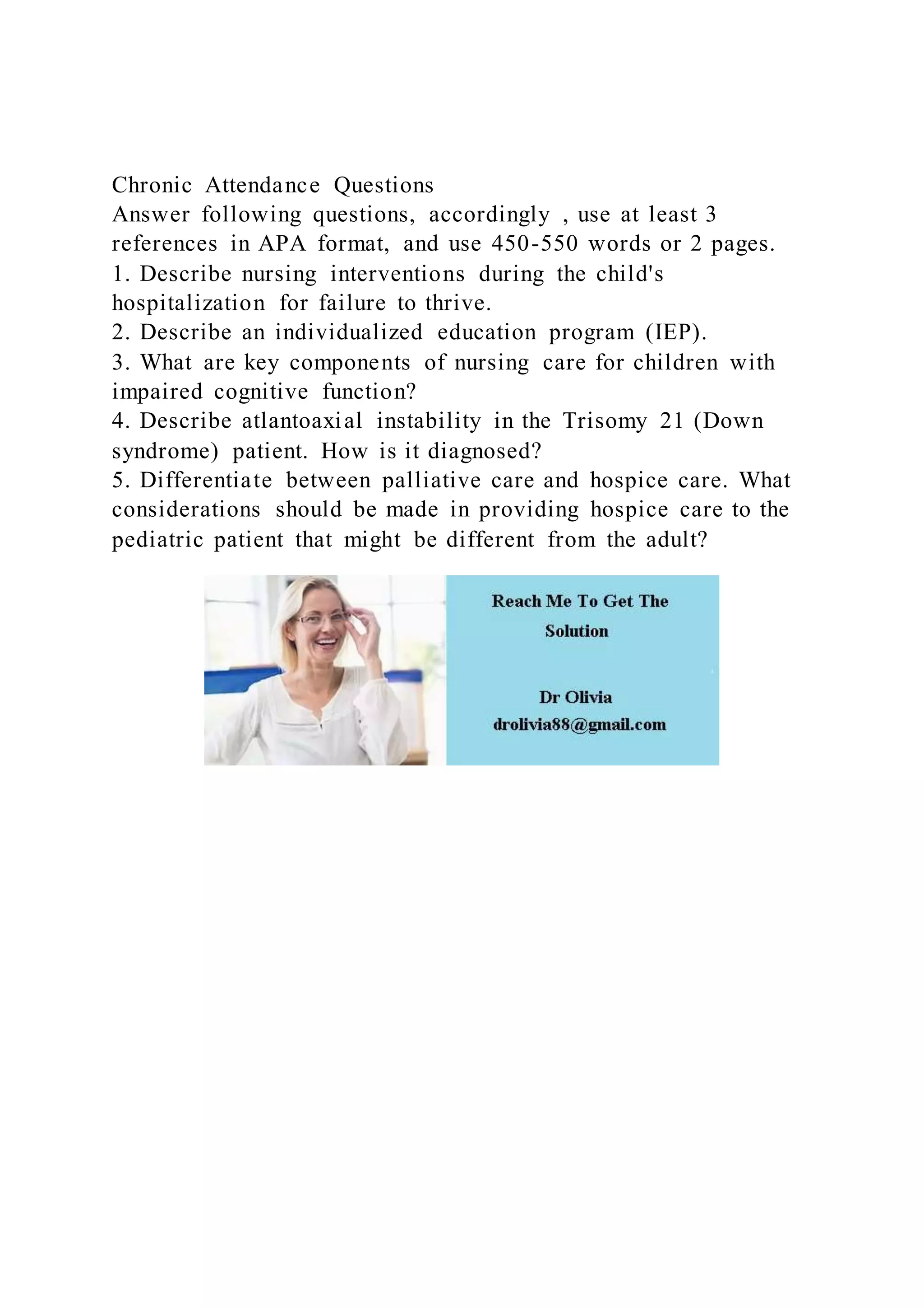 Chronic Attendance QuestionsAnswer following questions, accordin | PDF