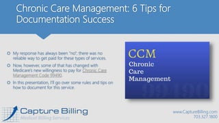 Chronic Care Management: 6 Tips for Documentation Success | PPTX