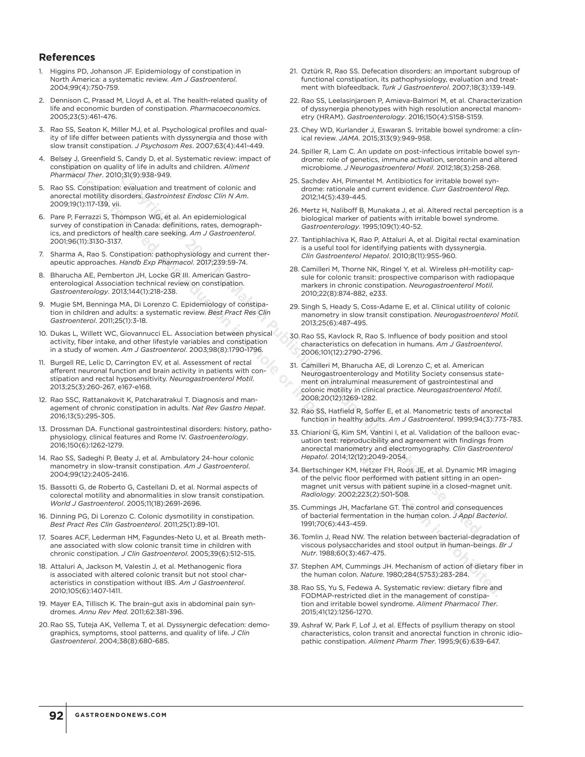 Chronic Constipation: Assessment and Treatment Options (Rao) | PDF