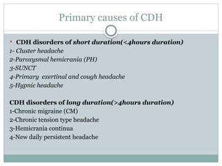 chronic daily headache presentation definition, causes and management ...