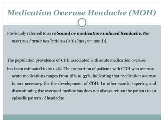 chronic daily headache presentation definition, causes and management ...