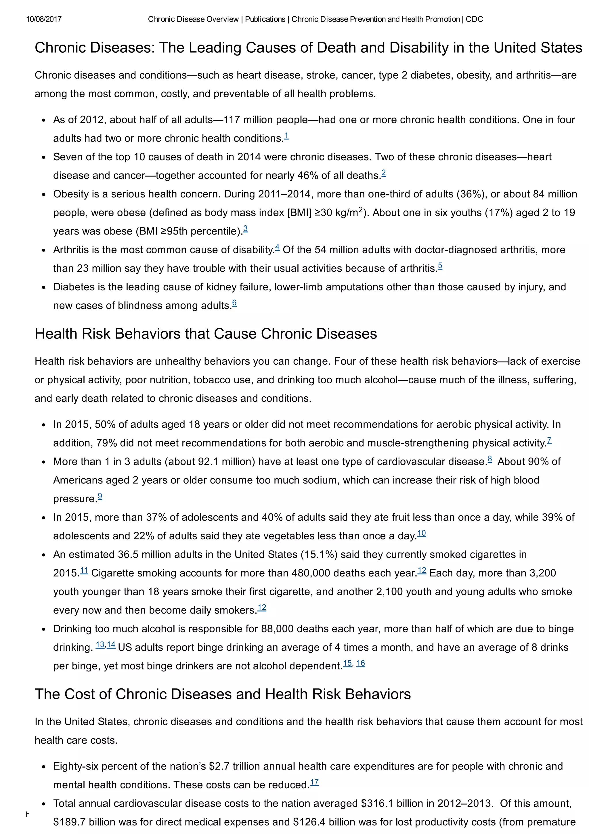 Chronic disease overview publications chronic disease prevention and ...
