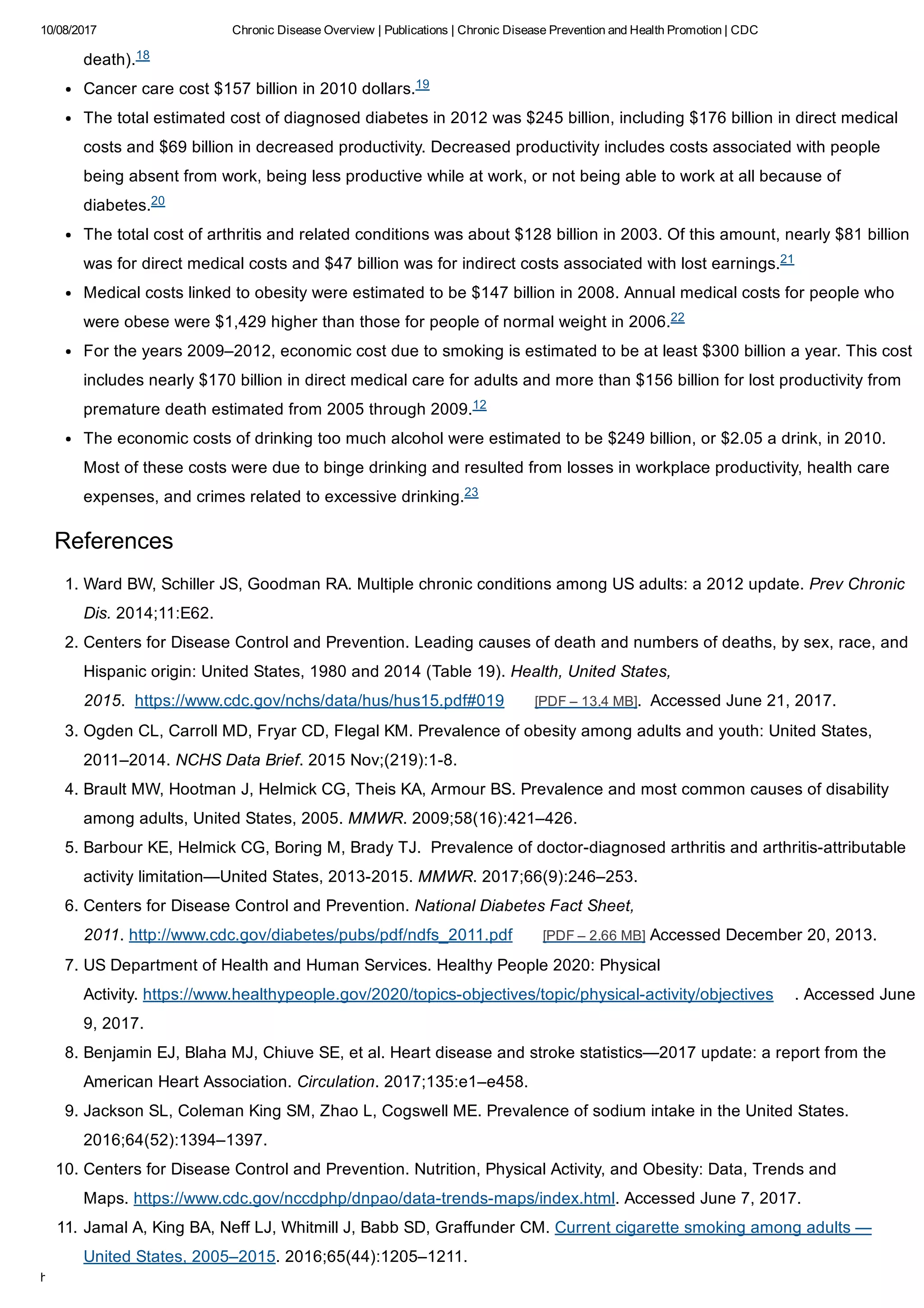 Chronic disease overview publications chronic disease prevention and ...