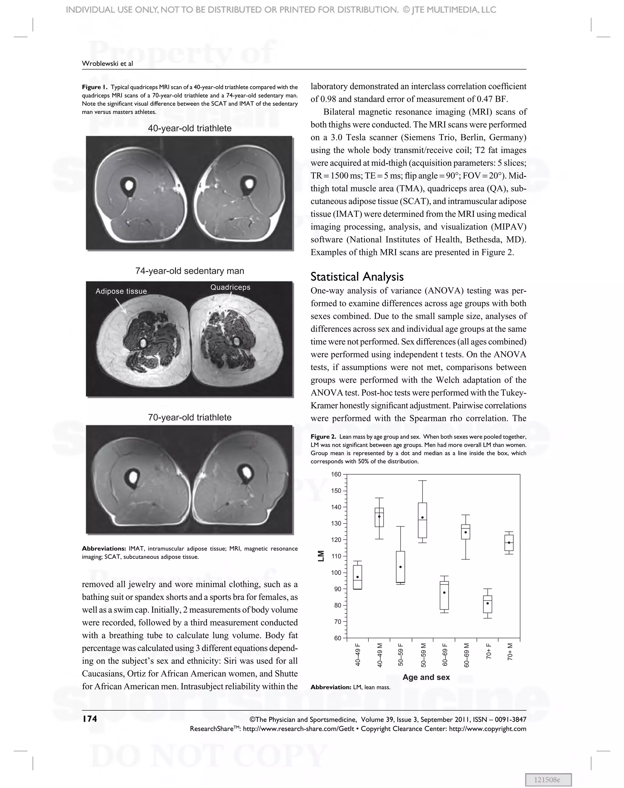 Chronic exercise prevents lean muscle loss in master athletes (sep11) | PDF