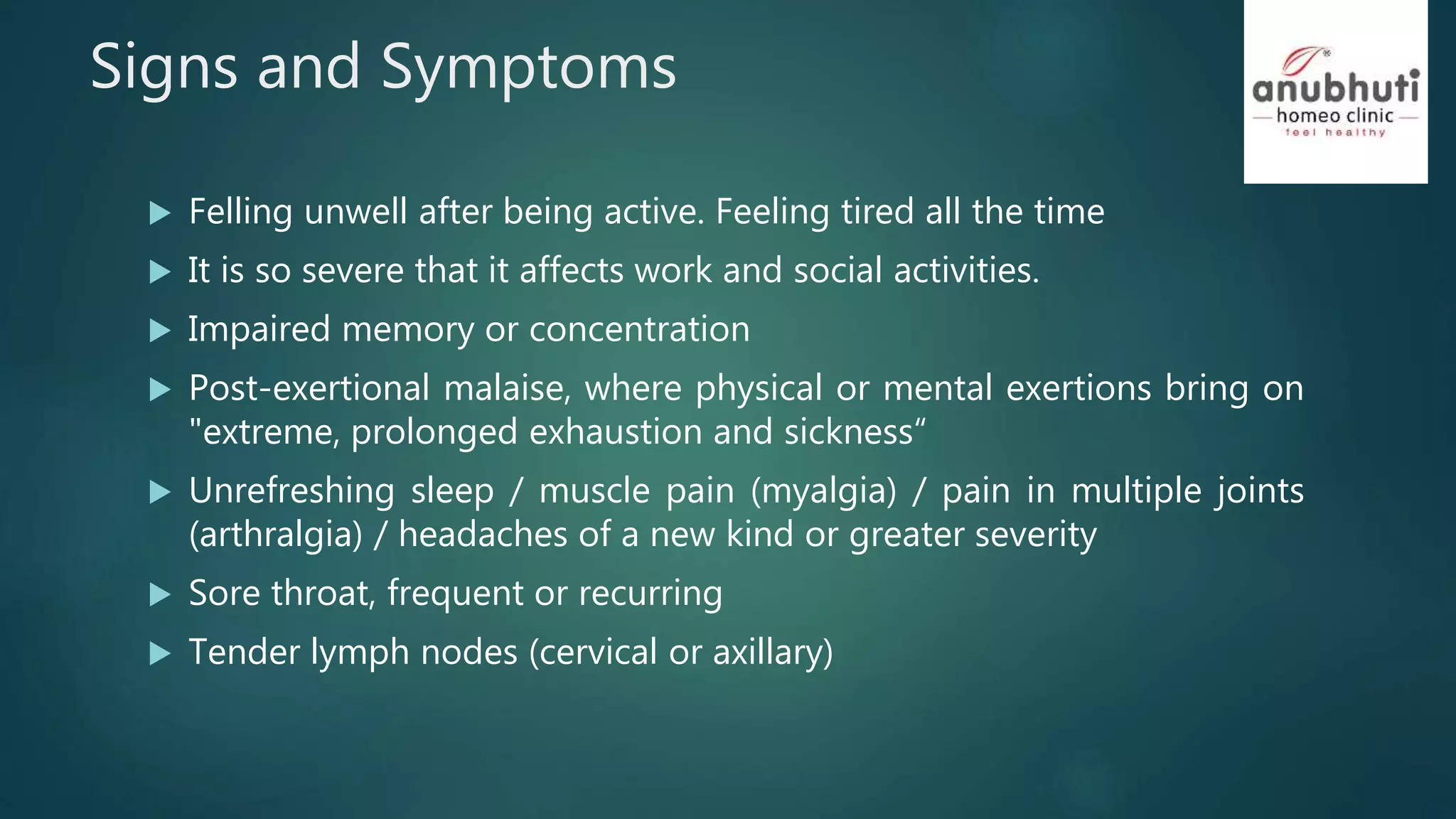 Chronic Fatigue Syndrome CFS and homeopathy | PPT